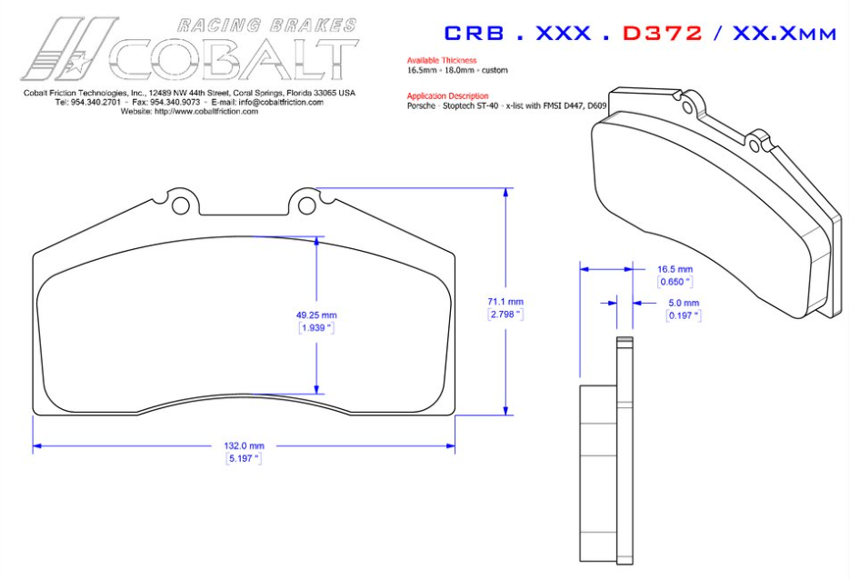 Stoptech ST40 - Cobalt Friction CRB.XRx.D372 - Electron Sport
